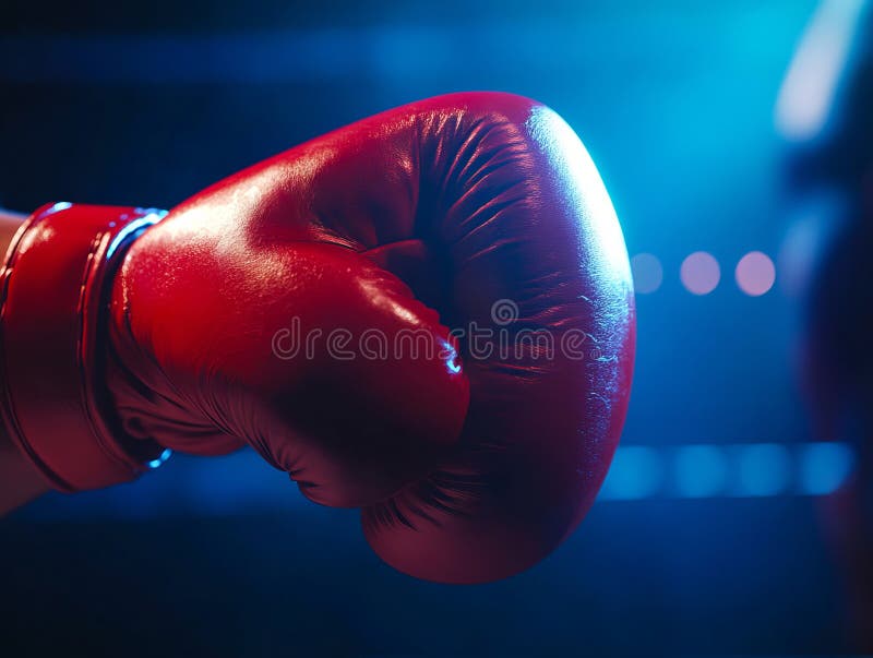 A Close Up of a Red Boxing Glove in a Boxing Ring Stock Photo - Image ...
