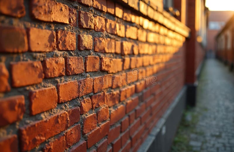 Close-up of Red Brick Wall Illuminated by Spring Sun in Old Town ...