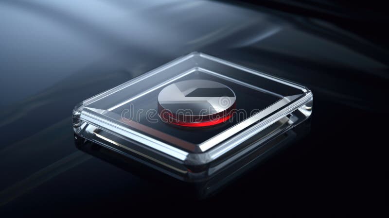 Close Up of a Red Button on a Black Surface. Perfect for Technology or ...