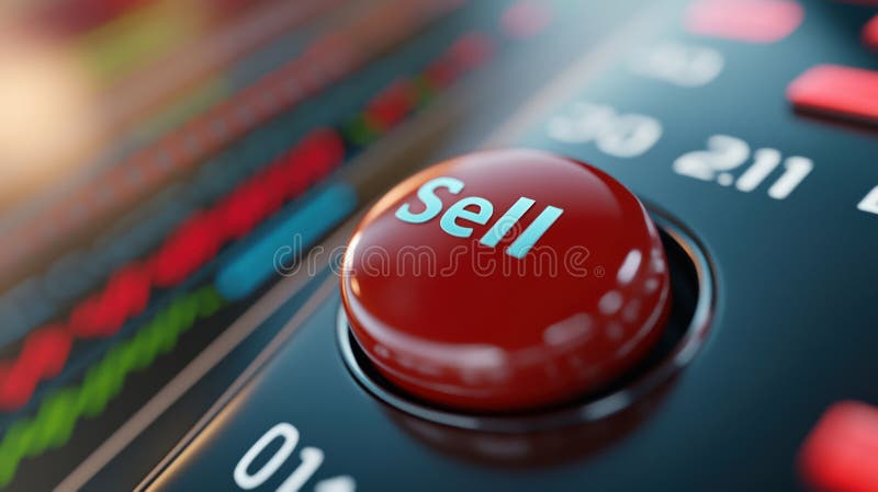 A Close Up of a Red Button on the Trading Floor, AI Stock Image - Image ...