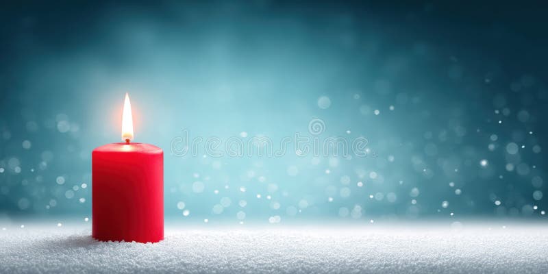Close-up of a Red Candle Melting on a White Snowy Surface in Natural ...