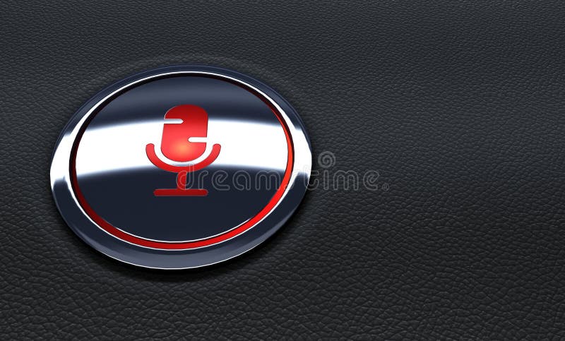 Close Up of Red Car Button. Concept of Voice Recognition System. 3d ...