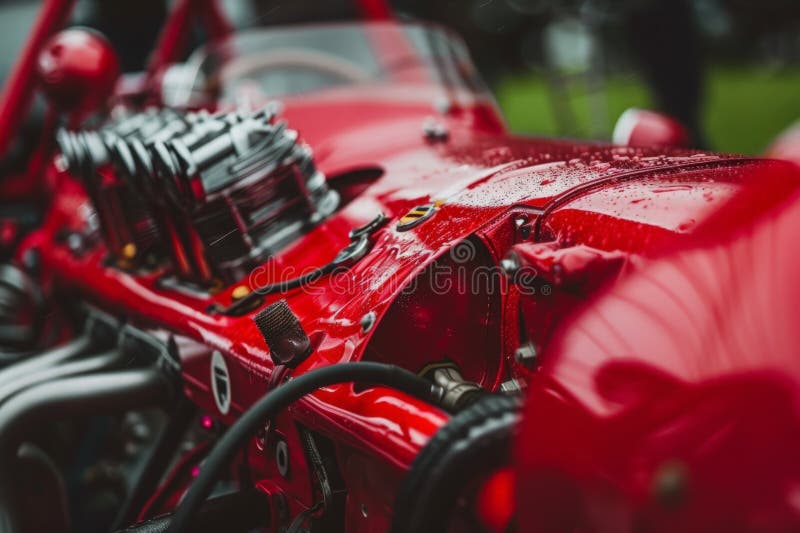 Fiery Heart a Red Car Engine in Action Stock Illustration ...