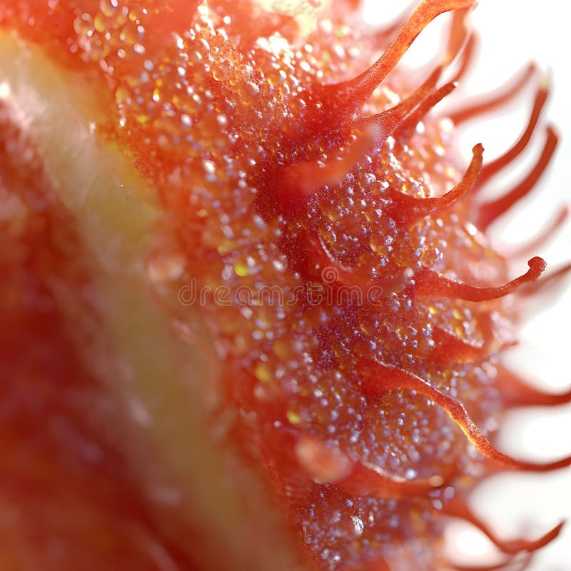 Close-up of a Red Carnivorous Plant with Dew Drops Stock Illustration ...