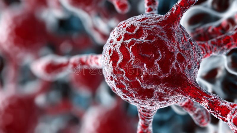 A Close Up of a Red Cell in a Group of Neurons Stock Image - Image of ...