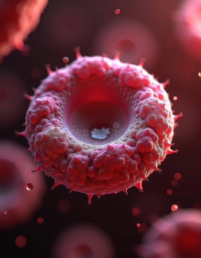 A Close Up of a Red Cell with a Hole in it Stock Illustration ...