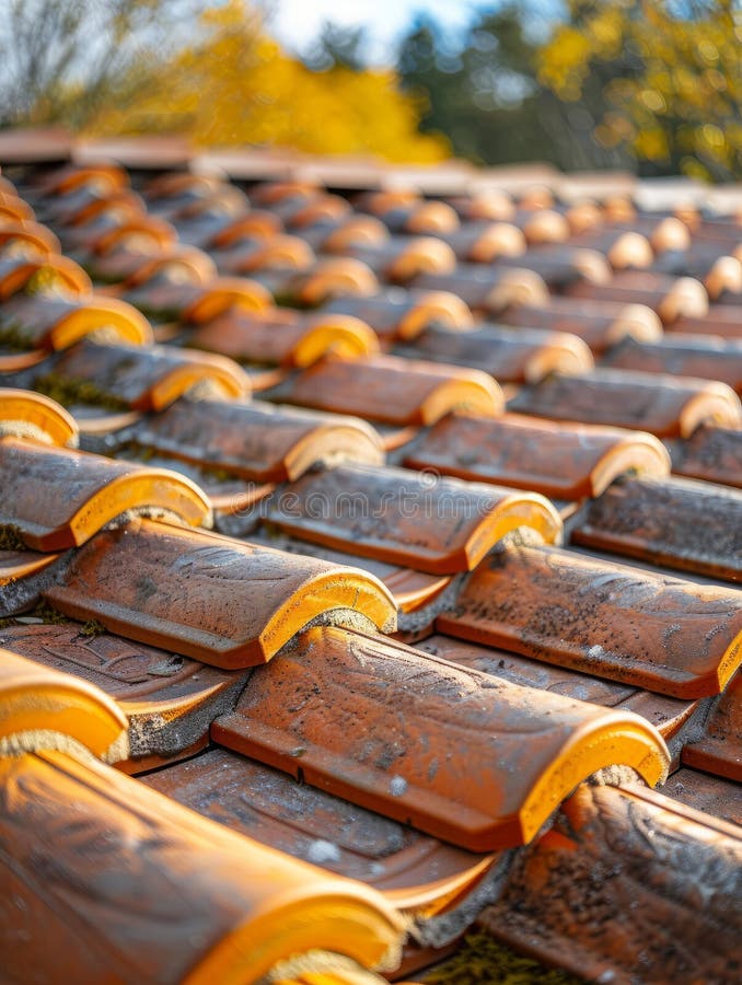 Close-up of Red Ceramic Roof Tiles Stock Image - Image of construction ...