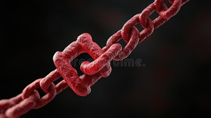 Closeup of a Red Chain Link on a Dark Background Showcasing Strength ...