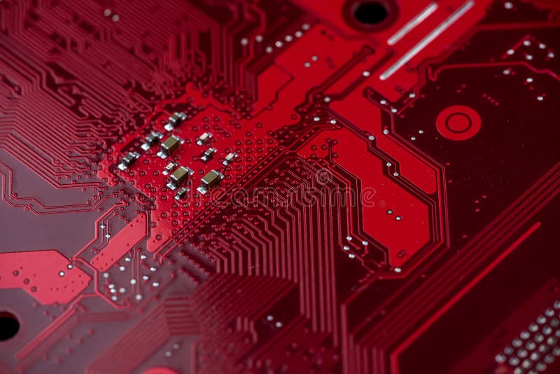 Close Up Red Circuit Board Background, Computer Technology Stock Image ...