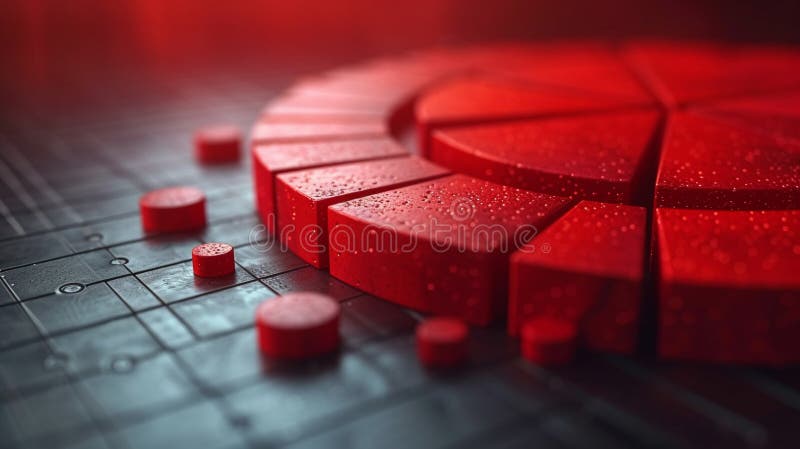 A Close Up of a Red Circular Object on a Black Surface Stock ...