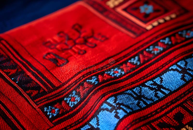 Inca Inspired Red Cloth with Blue Border Stock Illustration ...