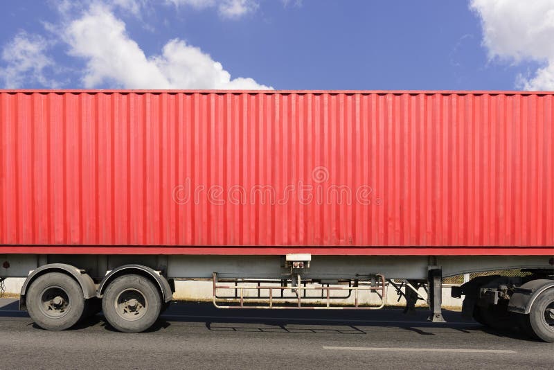 The Close-up of Red Container on the Truck Stock Image - Image of ...