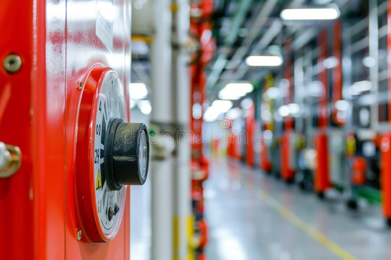 Red Panel in Industrial Setting Stock Photo - Image of facility ...