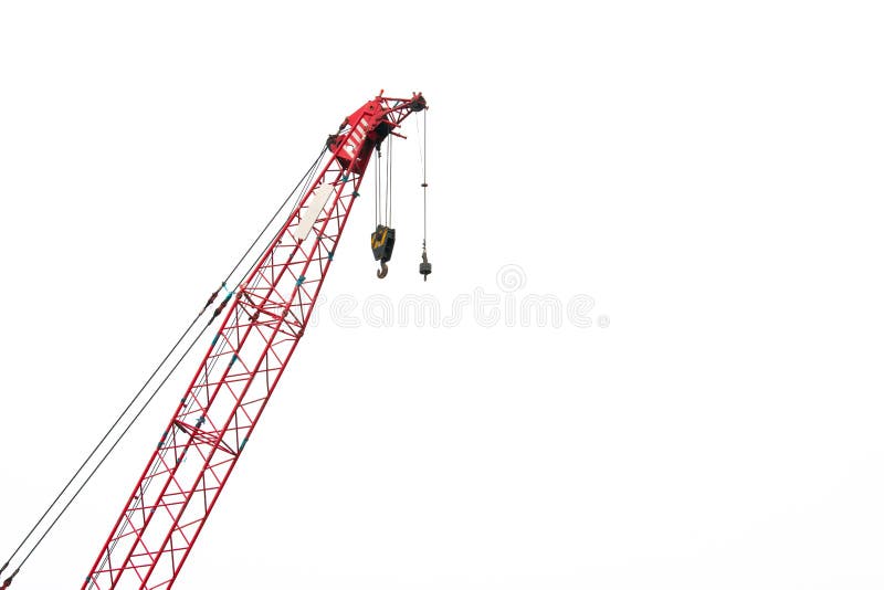 Close-up of a Red Crane on a Construction Site Stock Photo - Image of ...