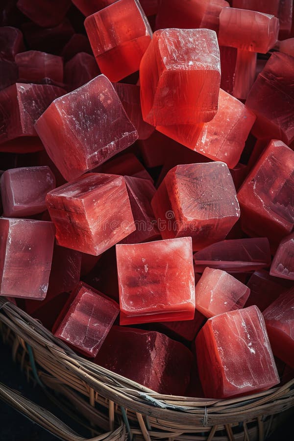 Close-up of Red Crystal Cubes in a Basket Stock Illustration ...
