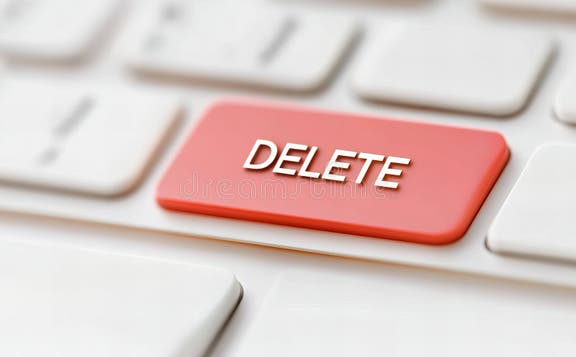 Close-up of Red Delete Button on White Keyboard Stock Illustration ...
