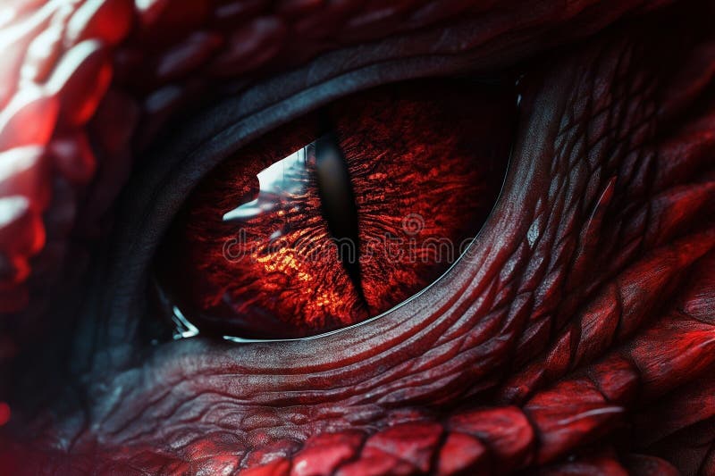 Close Up of Red Dragon Eye Ai Illustration Stock Illustration ...