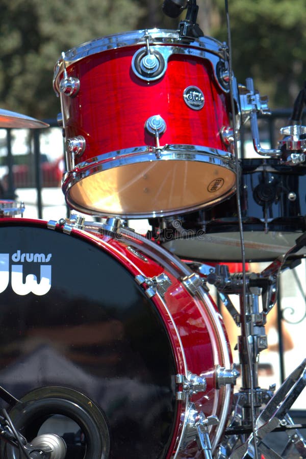 Close up of red drum set editorial stock photo. Image of beach - 44337953