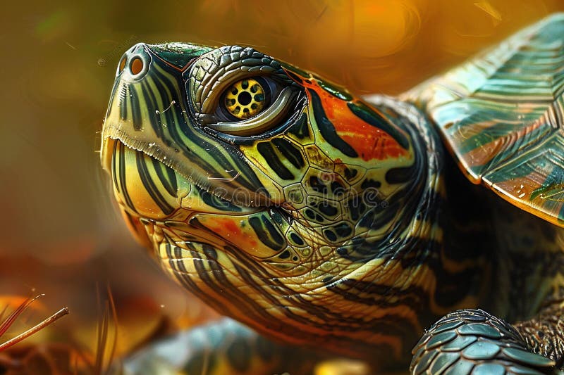Close Up of a Red-eared Turtle (Trachemys Scripta Elegans) Stock ...