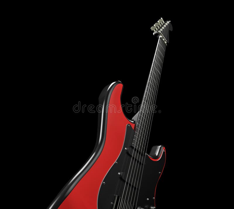 Close Up Red ElectricGuitar Musical Stock Image - Image of body, black ...
