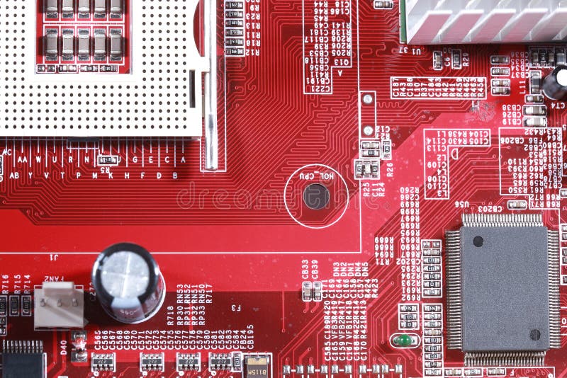 Close-up of Red Electronic Circuit Board with Processor Stock Image ...