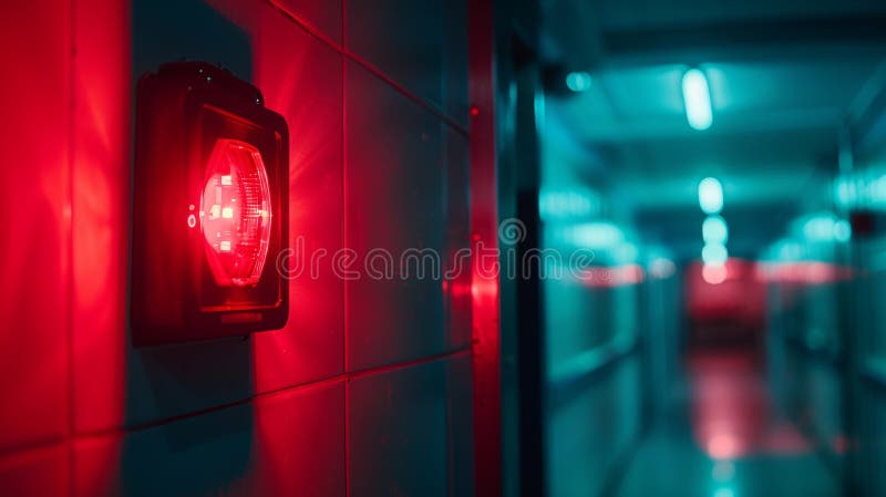Close Up of a Red Emergency Exit Alarm Highlighting Urgent Fire ...