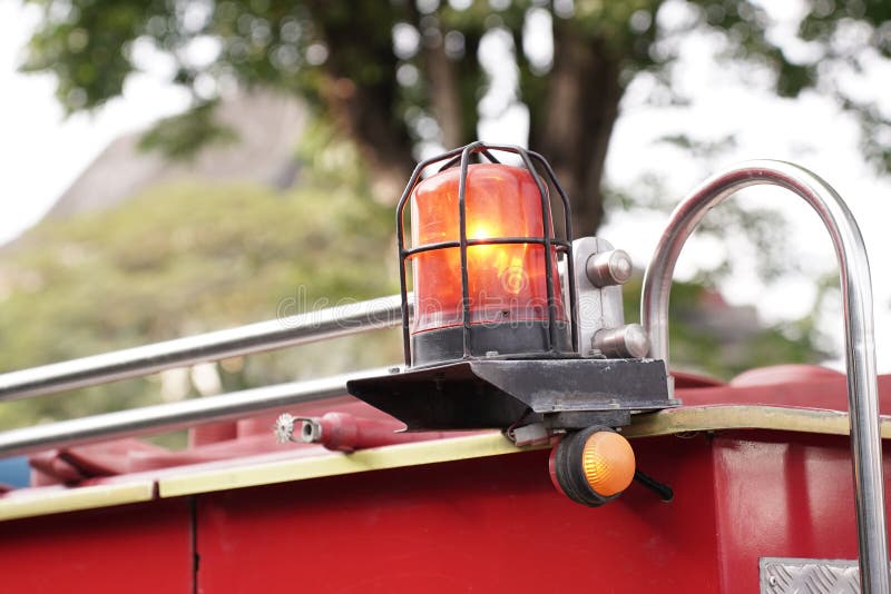 Close-up of Red Emergency Light of Fire Engine Stock Image - Image of ...