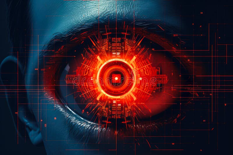 Close-up Red Eye with Computer Vision Stock Photo - Image of view ...