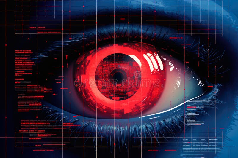 Close-up Red Eye with Computer Vision Stock Image - Image of human ...