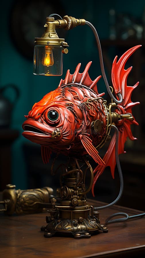 Fish Lamp Vector Illustration Stock Vector - Illustration of fish, blue ...