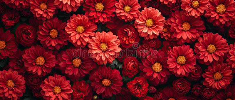 DETAILED VIEW of MIXED RED FLOWER BOUQUET Stock Illustration ...