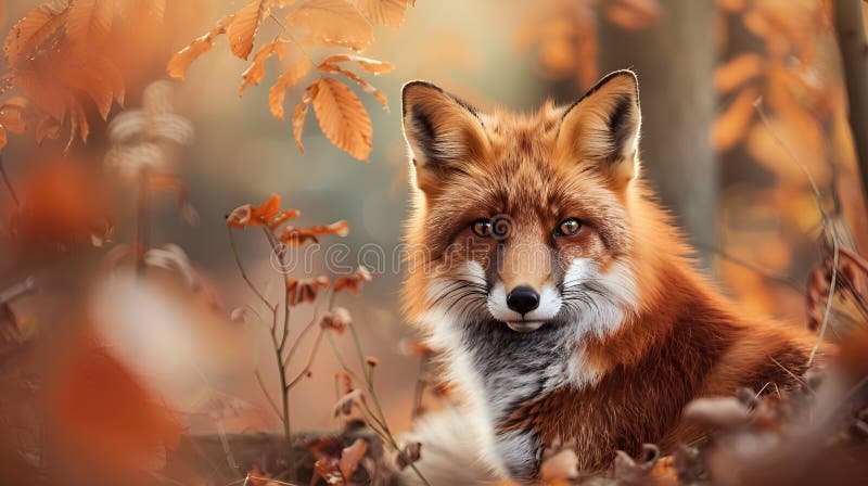 Close-up of a Red Fox in the Autumn Forest on a Sunny Day Stock ...