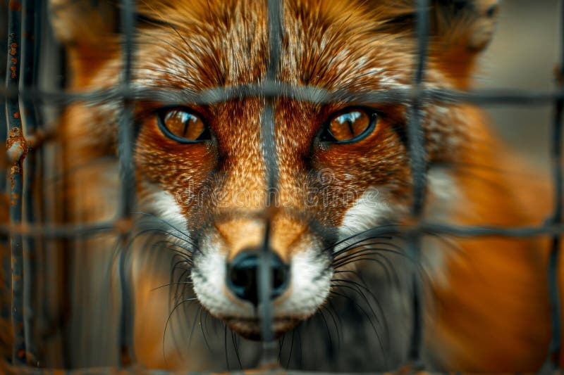Close Up Red Fox Caught in Cages. Stock Photo - Image of insurance ...