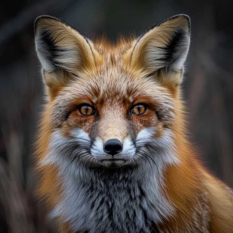 Close Up of Red Fox Looking at Camera Stock Illustration - Illustration ...
