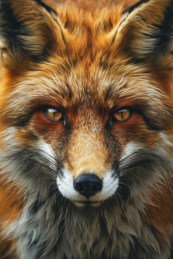 A Close Up of a Red Fox S Face with Yellow Eyes. Generative AI Stock ...