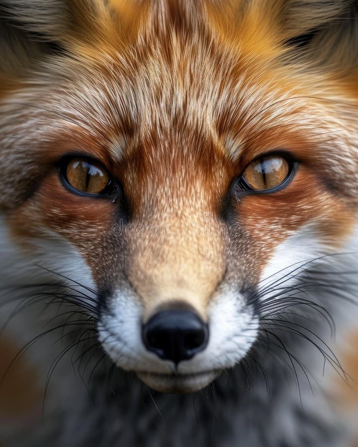 Close Up of a Red Foxs Face Stock Illustration - Illustration of ...