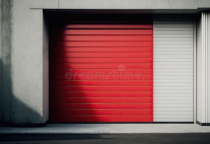 Close-up of Red Garage Door, Ai Generated Stock Illustration ...