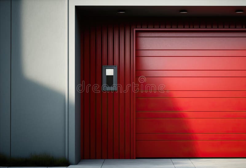 Close-up of a Red Garage Door, Ai Generated Stock Illustration ...