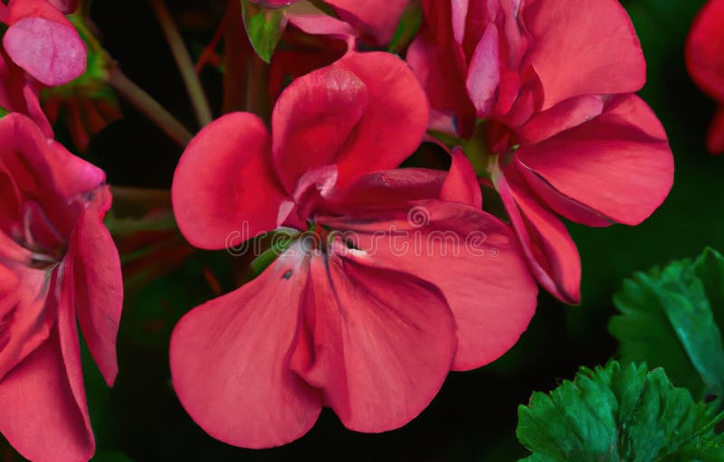 Close Up of Red Geraniums Created Using Generative Ai Technology Stock ...