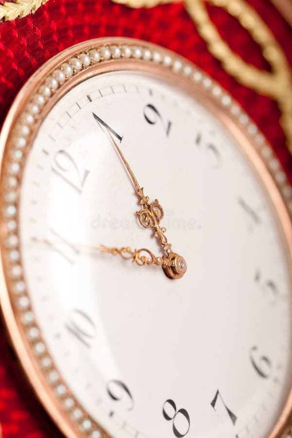 Detail of Antique Gold and Red Clock Stock Image - Image of white ...