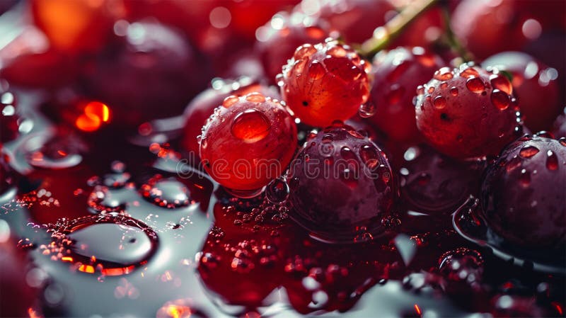 Close-up of Red Grape Berries with Water Drops on it Stock Image ...