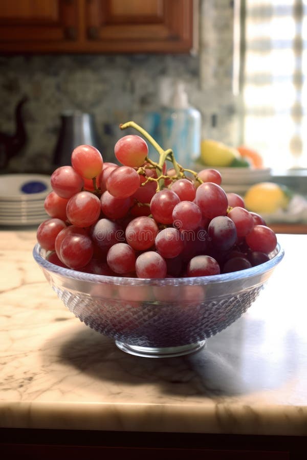 Close Up of Red Grapes in Bowl in Kitchen, Created Using Generative Ai ...