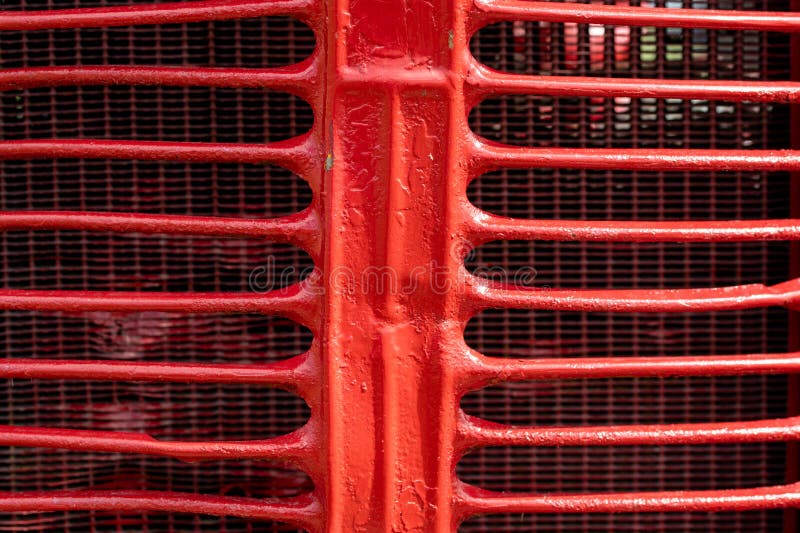 Close Up of a Red Grill on an Old Tractor Stock Photo - Image of design ...