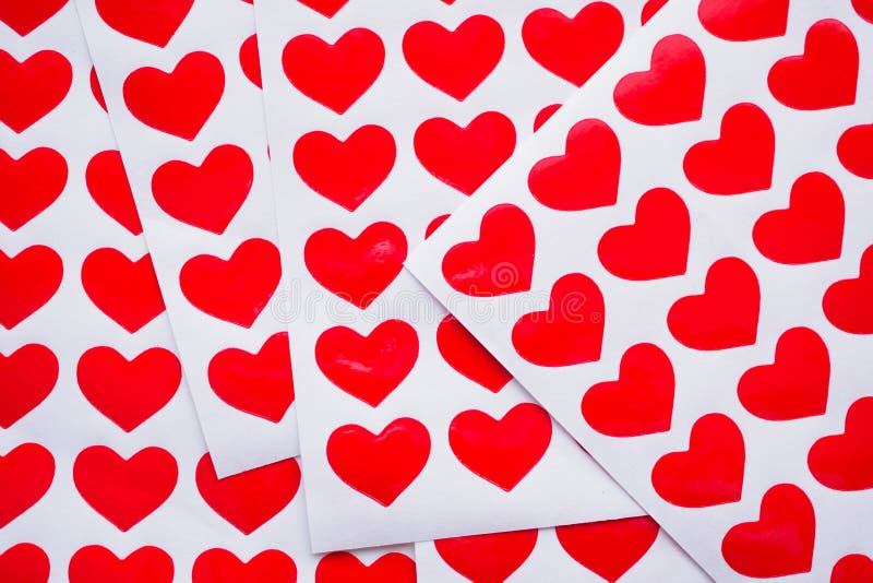 Close Up Red Heart Sticker on White Paper Stock Photo - Image of mock ...
