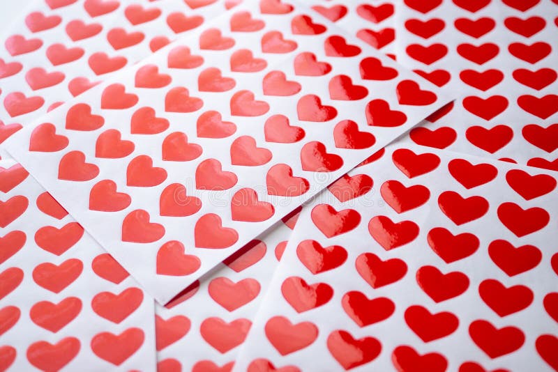 Close Up Red Heart Sticker on White Paper Stock Image - Image of retro ...