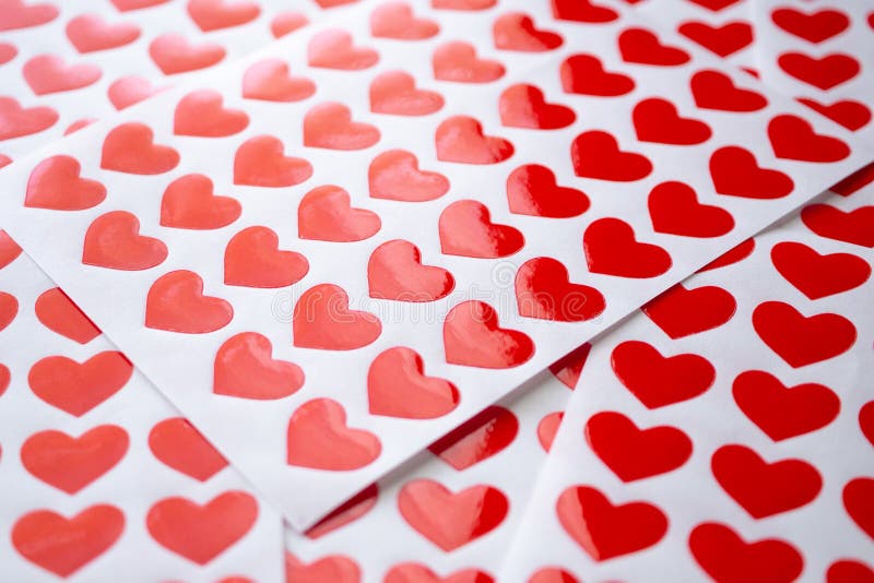 Close Up Red Heart Sticker on White Paper Stock Photo - Image of retro ...