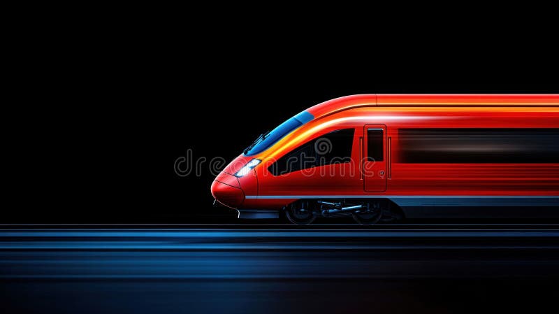 Close-Up of a Red High-Speed Train in Motion with Motion Blur and ...