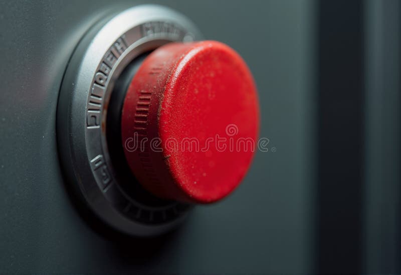 Emergency Stop Button Close-up Shot Showing Industrial Safety Control ...