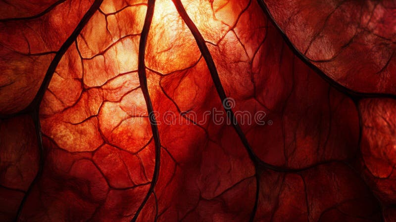 Close Up of a Red Leaf Texture Featuring Intricate Vein Patterns and ...