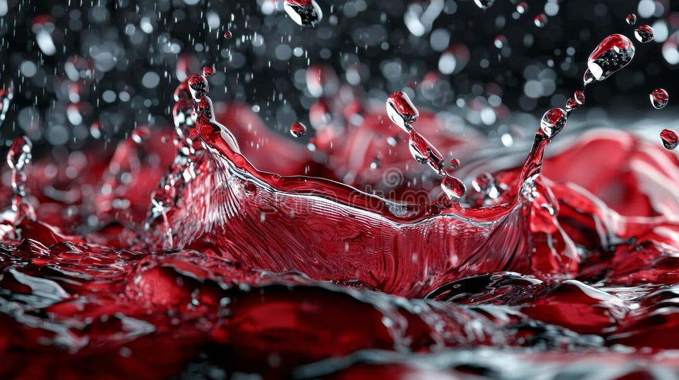 Close-up of Red Liquid Splashing in Dramatic Motion Stock Image - Image ...
